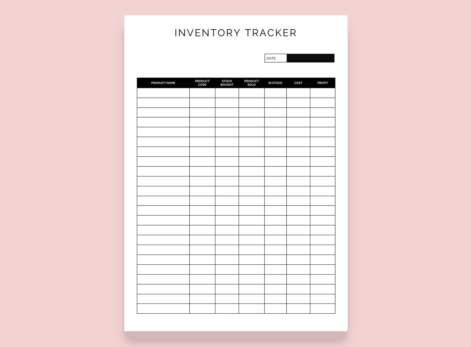 Product Inventory Management Tracker Printable, Inventory Management ...