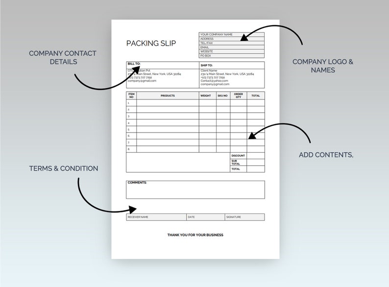 Packing Slip Template, Editable Packing Slip Microsoft Word, Printable ...