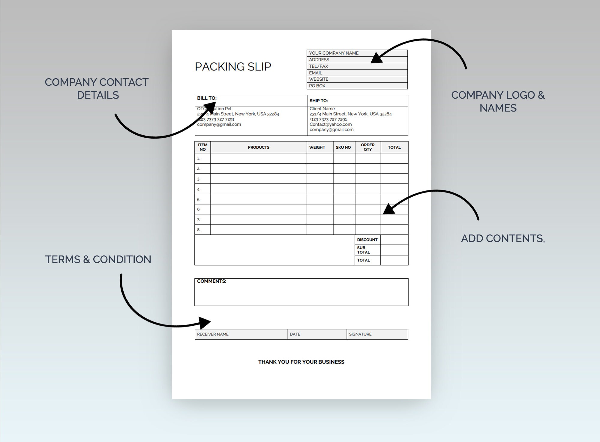Packing Slip Template, Editable Packing Slip Microsoft Word, Printable ...