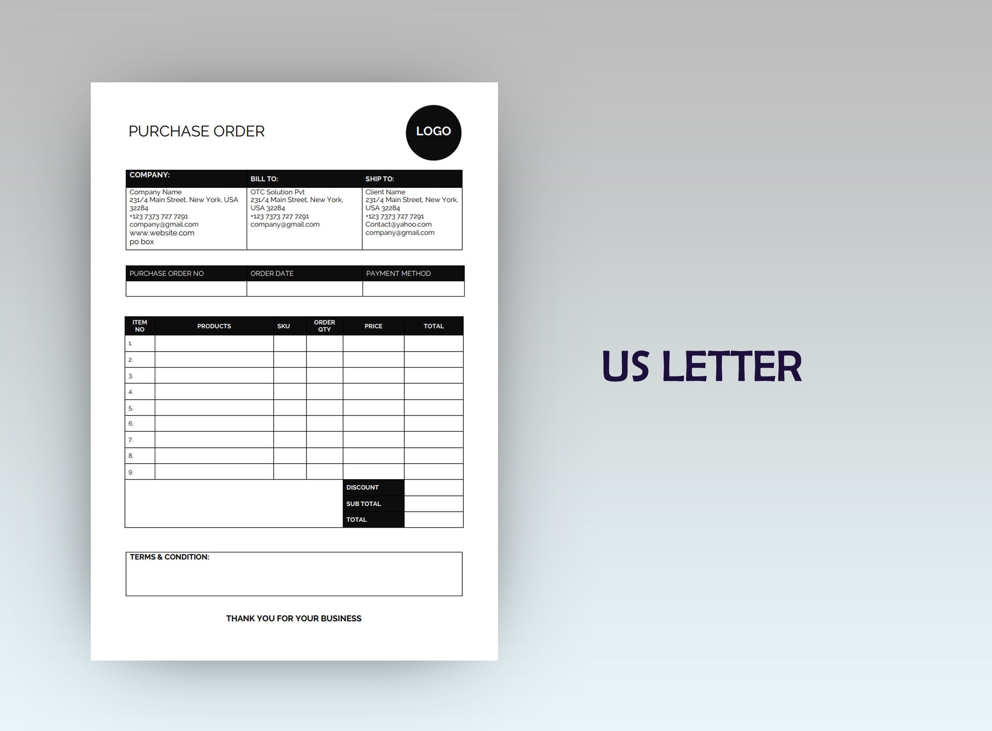 Purchase Order, Purchase Order Form, Editable Purchase Order Microsoft ...