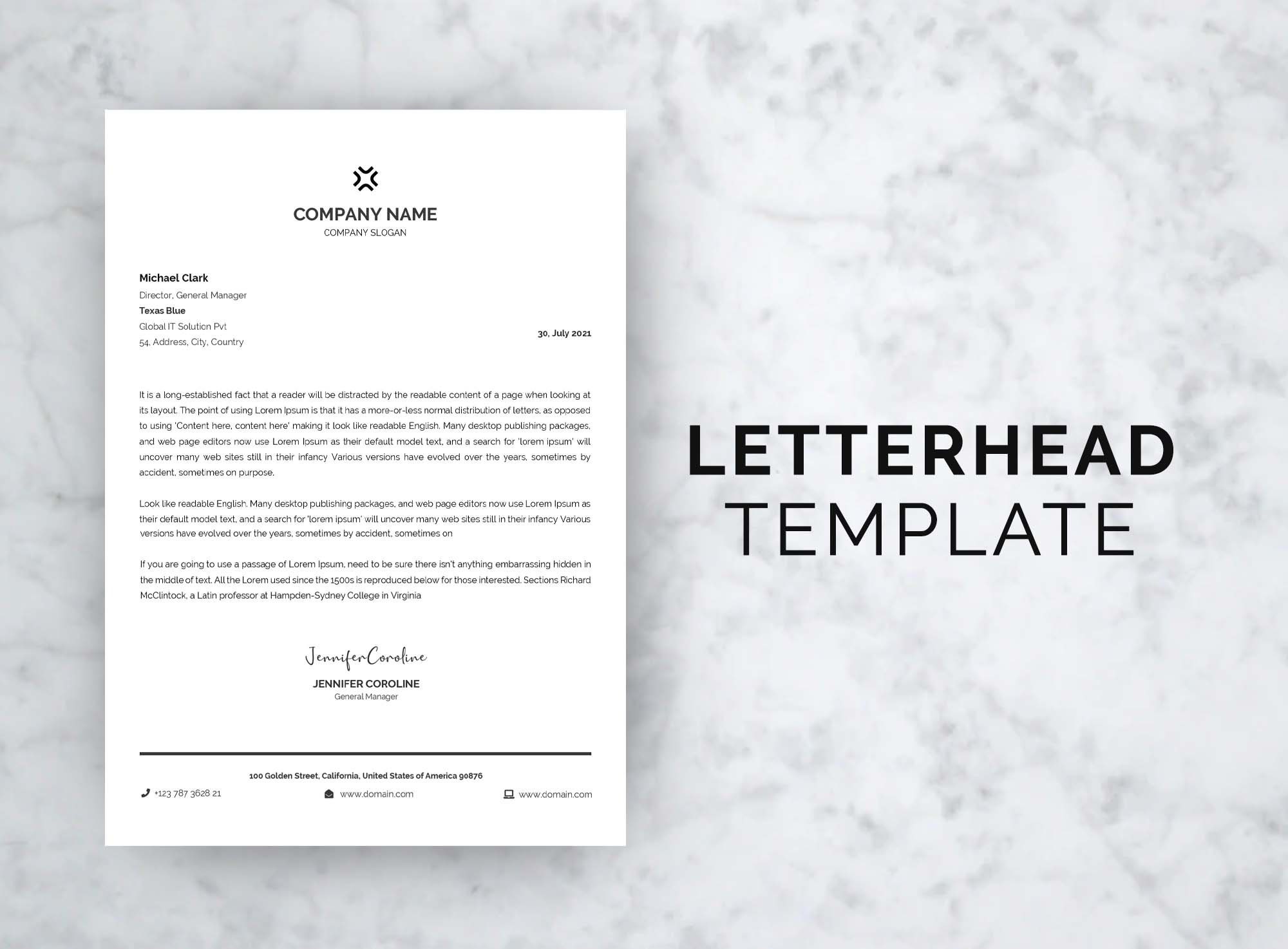 Letterhead Template Business Letterhead Company Letterhead Template