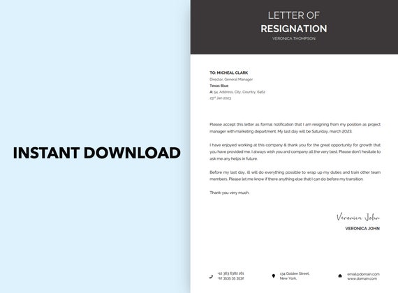 Resignation Cover Letter