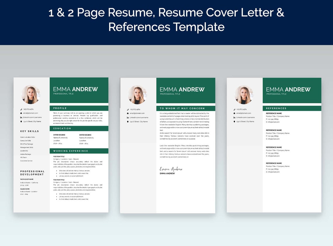 CV Template, Clean Modern Executive Resume Template Bundle, Resume ...