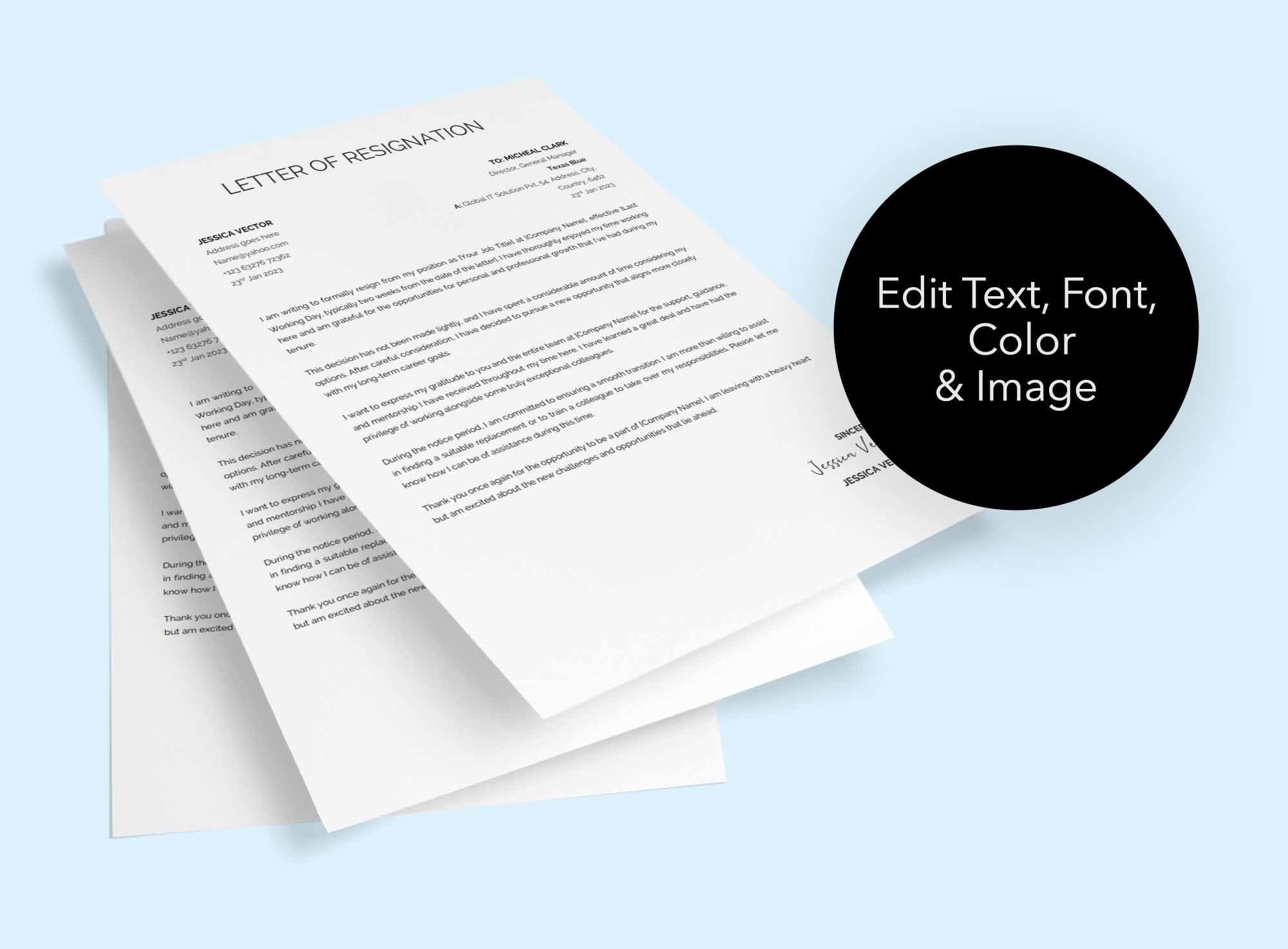 Resignation Letter Template, Notice Letter, Letter of Resignation ...