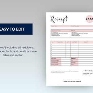 Editable Receipt Template Business Receipt Receipt Template Receipt ...