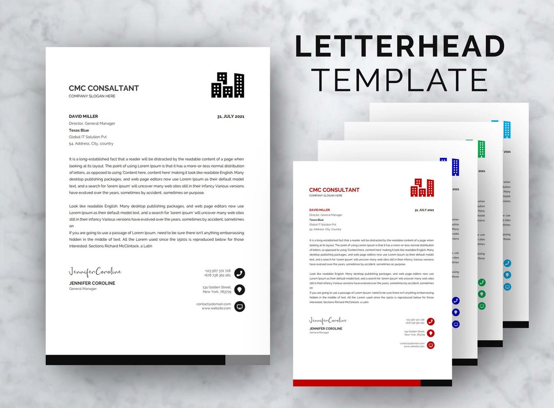 Letterhead Template, Letterhead Design, Business Letterhead, Editable ...