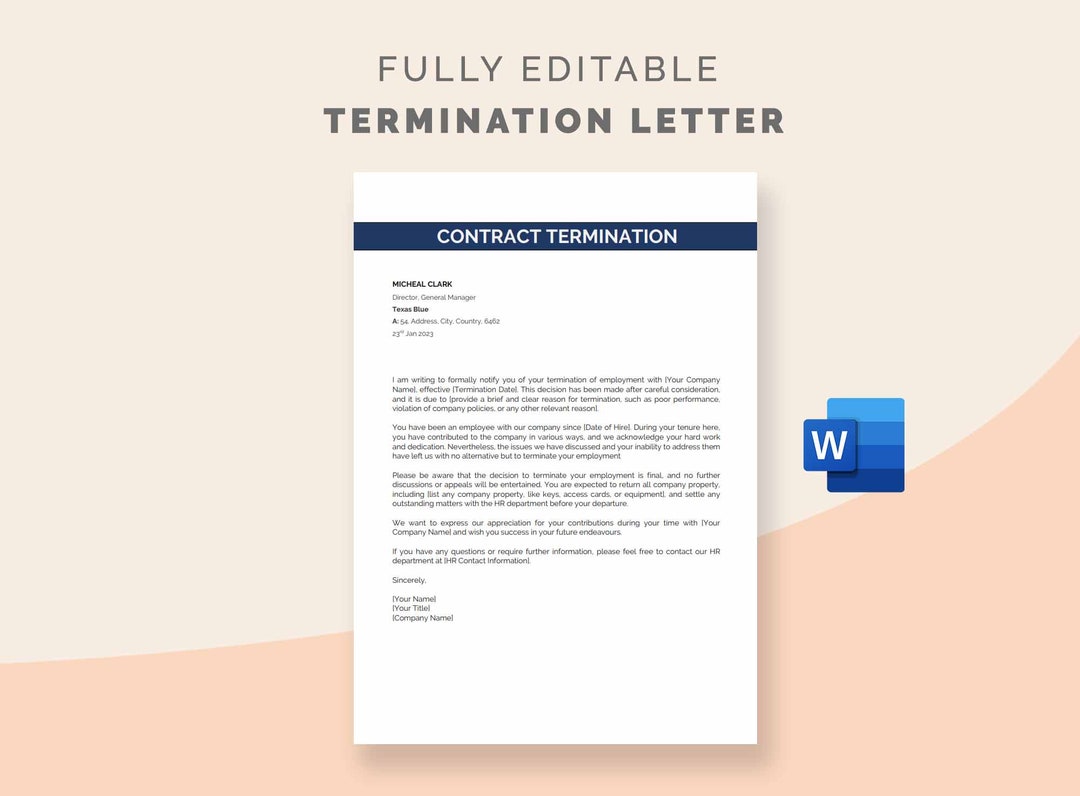 Termination Letter Template Termination Letter Template for - Etsy
