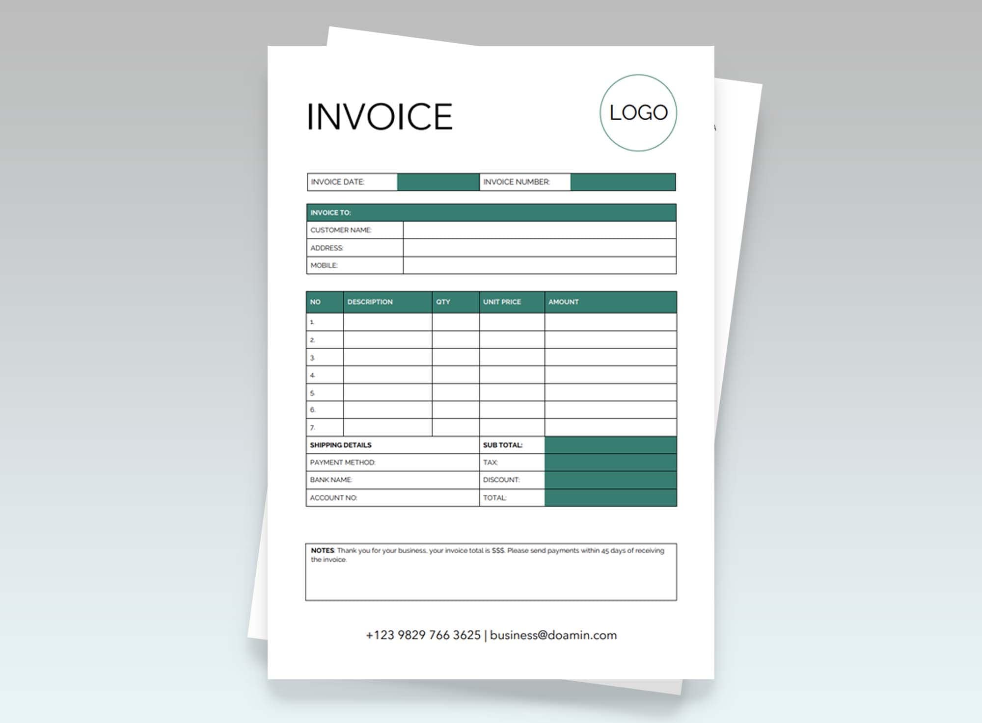 Editable Invoice Template Word Business Invoice Template - Etsy