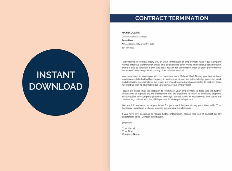 Termination Letter Template, Termination Letter Template for Employee ...