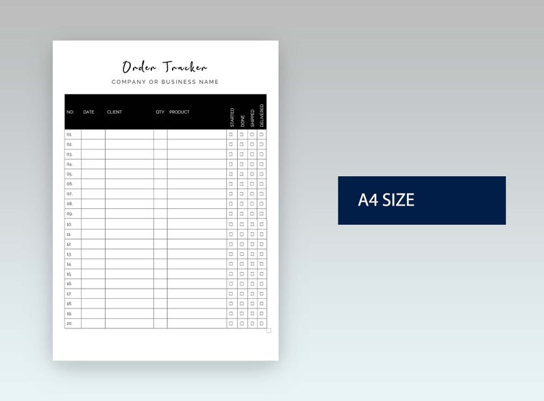 Printable Order Tracker Template, Editable Order Tracker Form, Small ...
