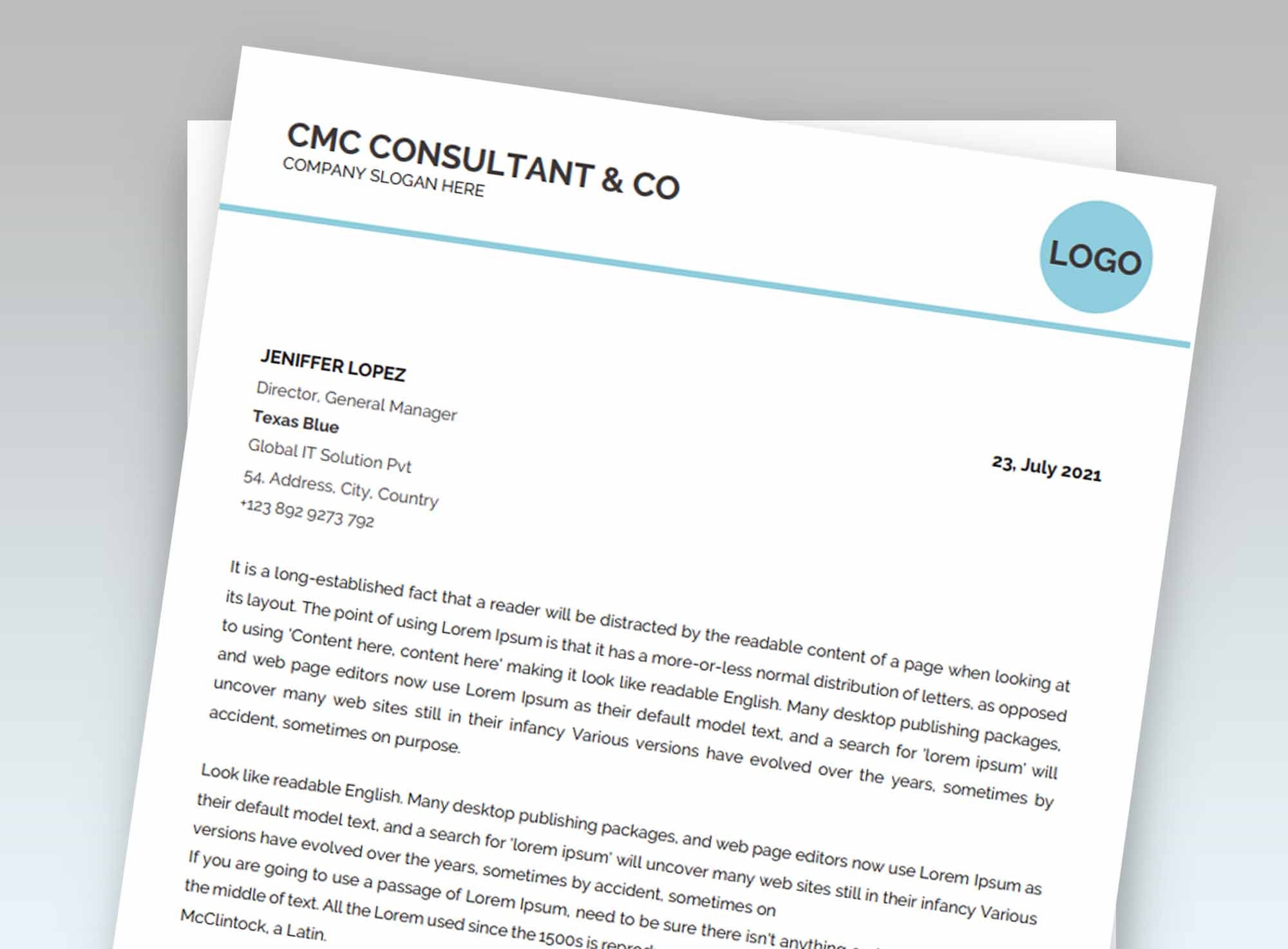 Letterhead Template Professional Modern Letterhead Small - Etsy UK