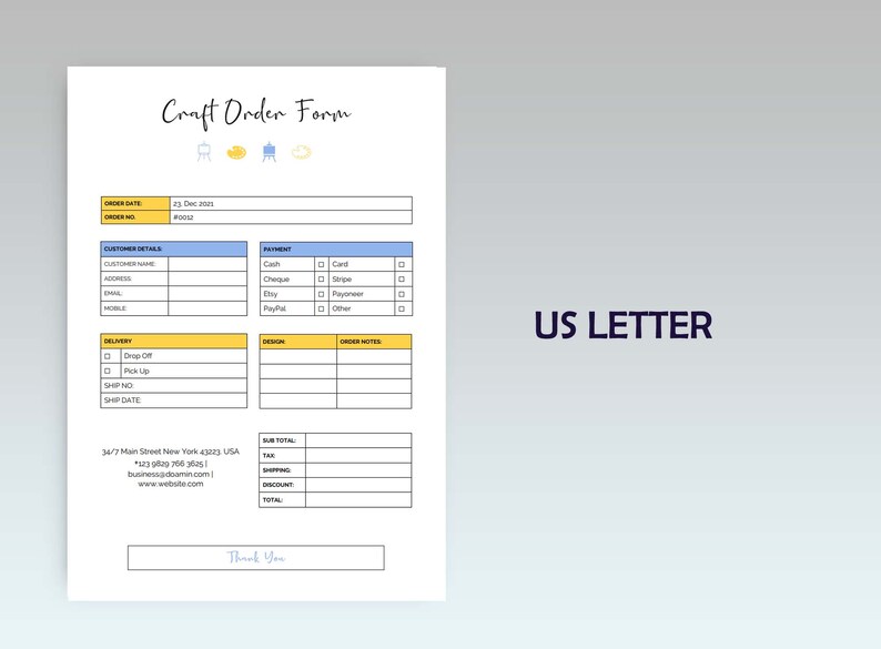 Editable Craft Order Form, Small Business Order Form Template, Editable ...