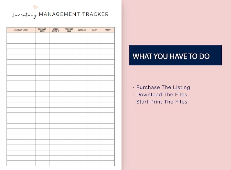 Printable Inventory Management Tracker, Inventory Tracker, PDF ...