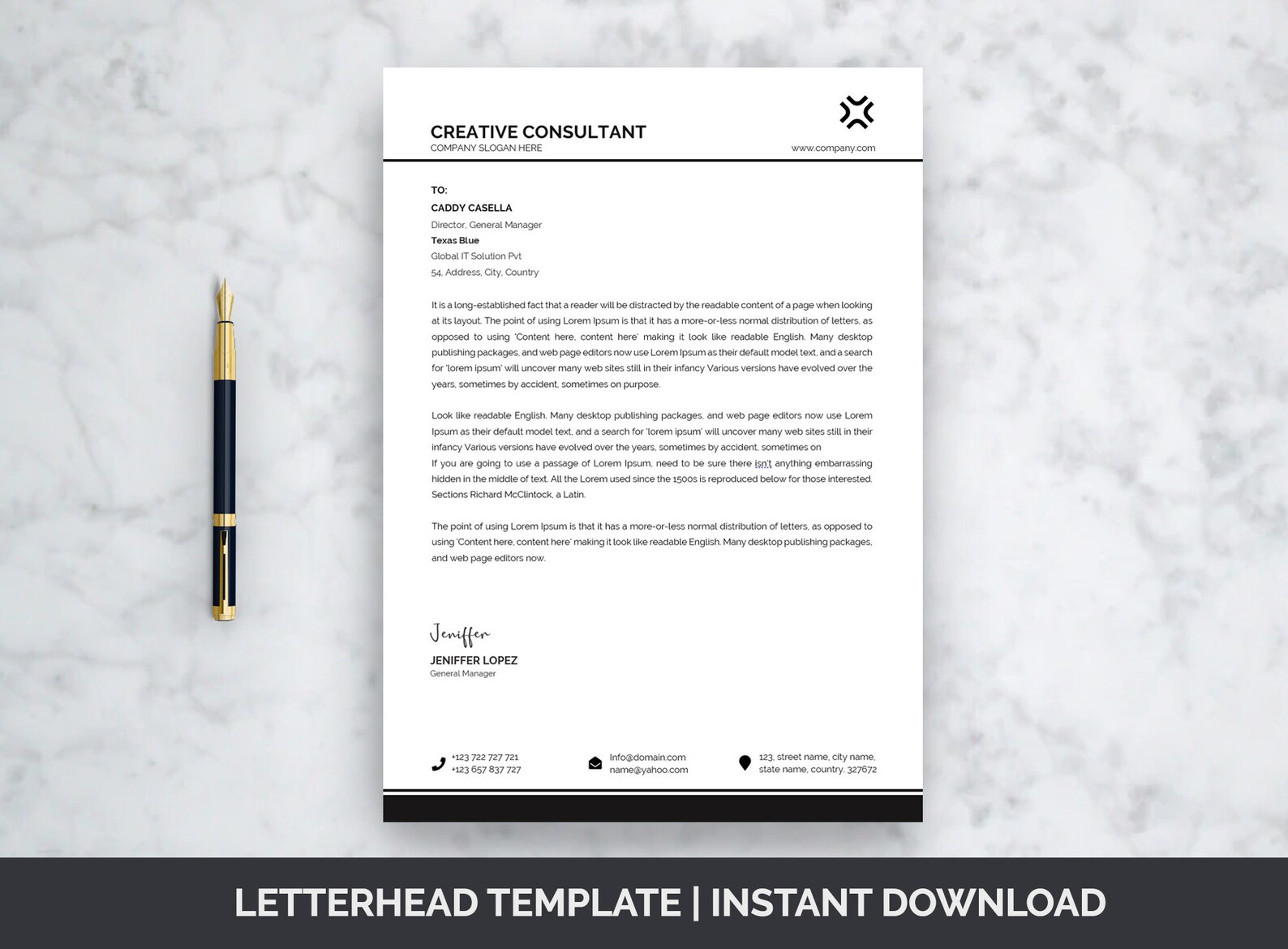 Letter Head Template Fully Editable Letterhead Design | Etsy Canada