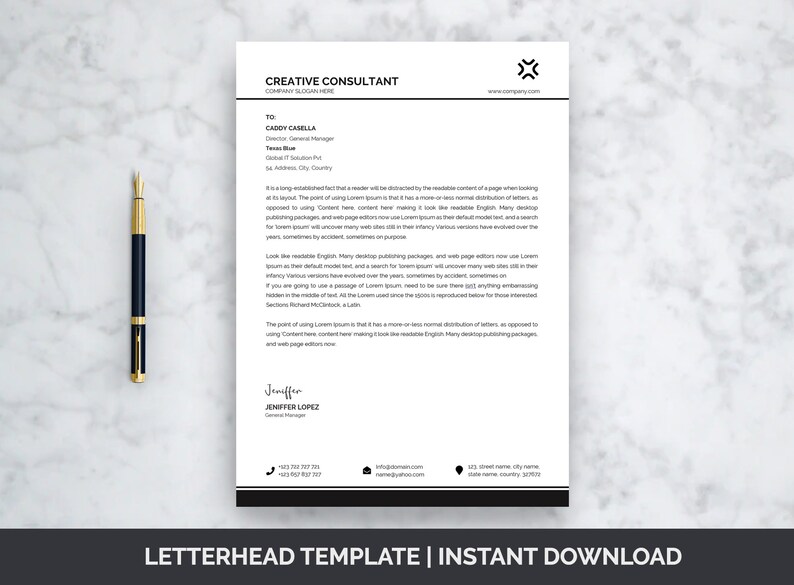 Letter Head Template Fully Editable Letterhead Design | Etsy Canada
