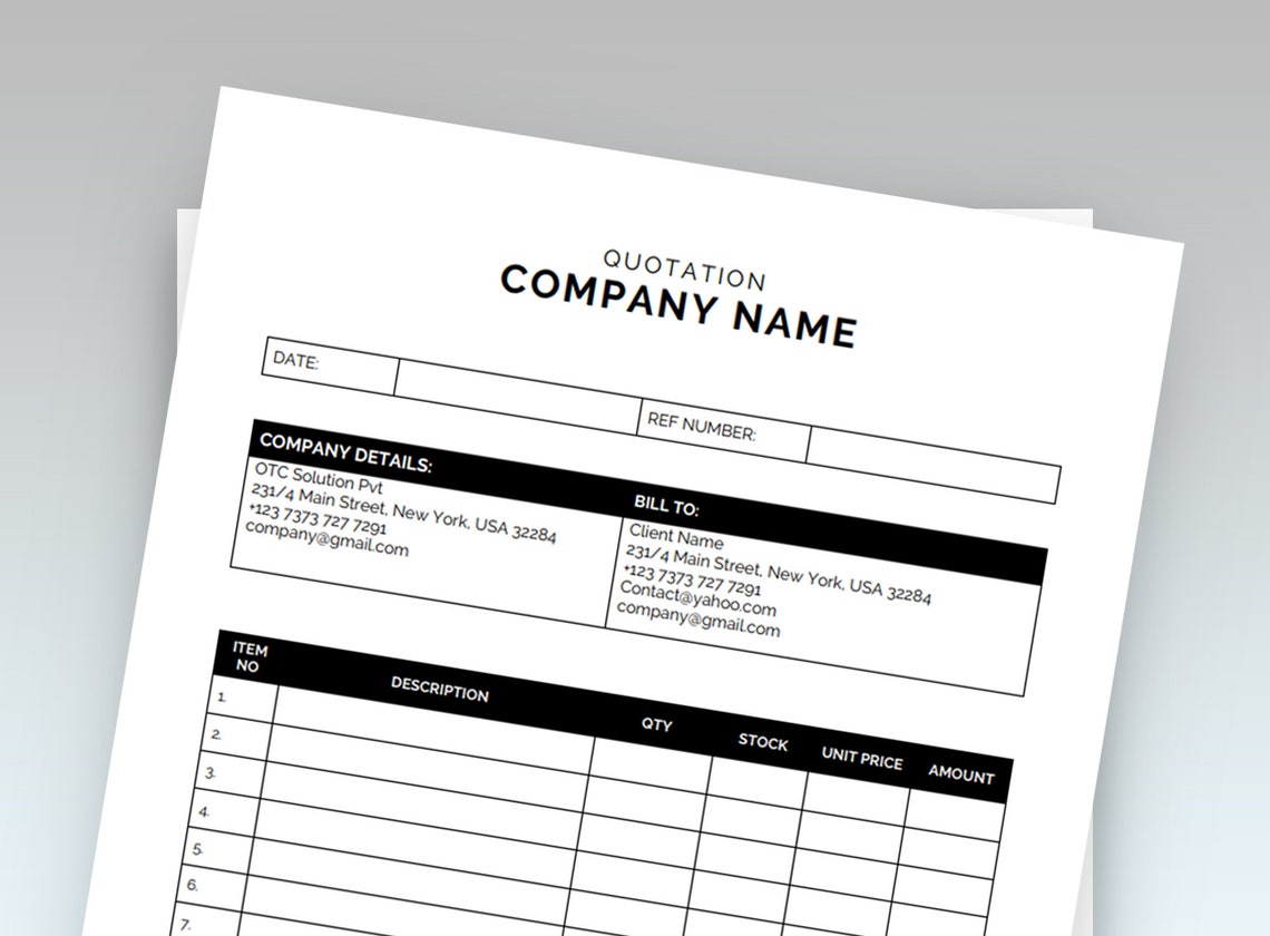 Editable Price Quotation Template, Quotation Sheet Template, Estimate ...