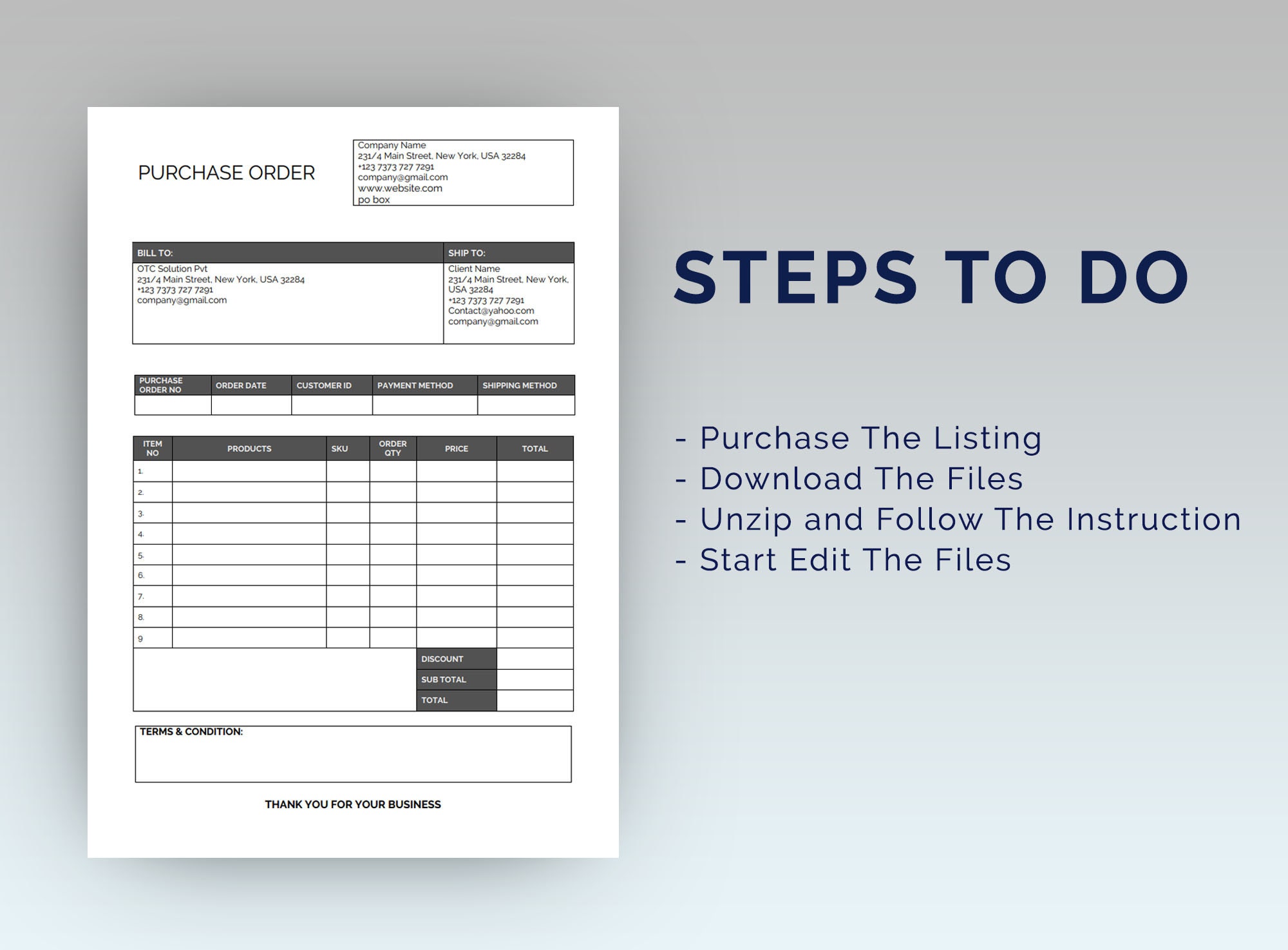 Purchase Order, Purchase Order Form, Printable Purchase Order Template ...