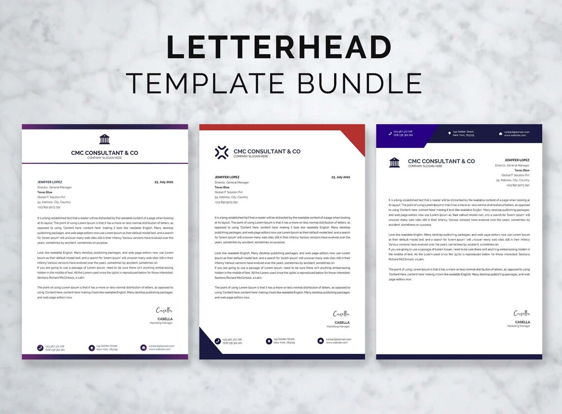 Letterhead Template, Professional Letterhead, Business Letterhead ...