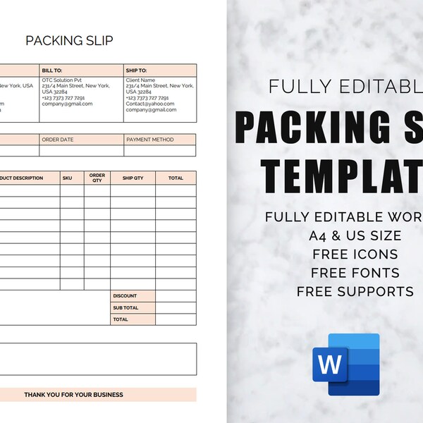 Packing Slip Template Google Doc - Etsy