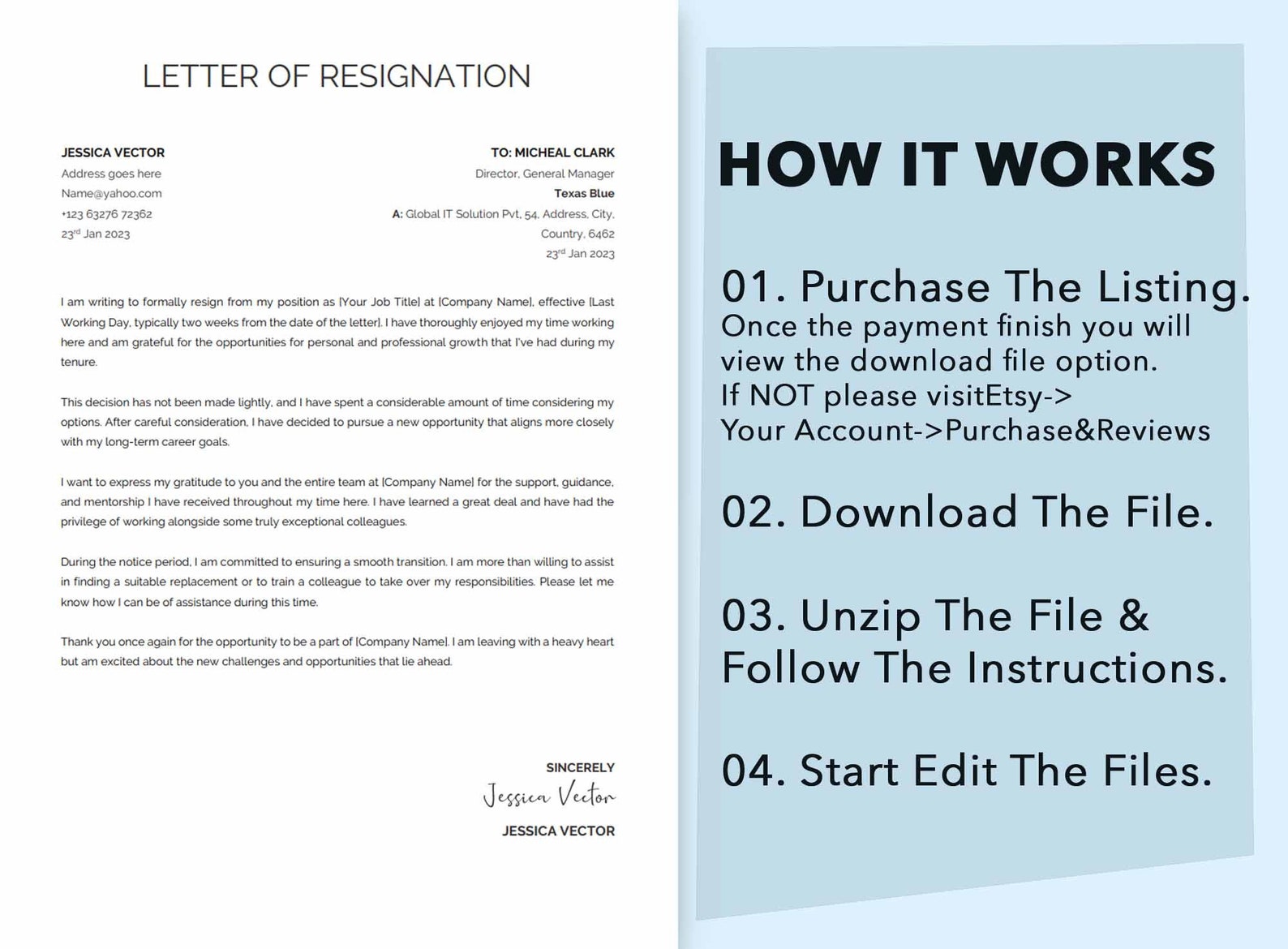 Resignation Letter Template, Notice Letter, Letter of Resignation ...