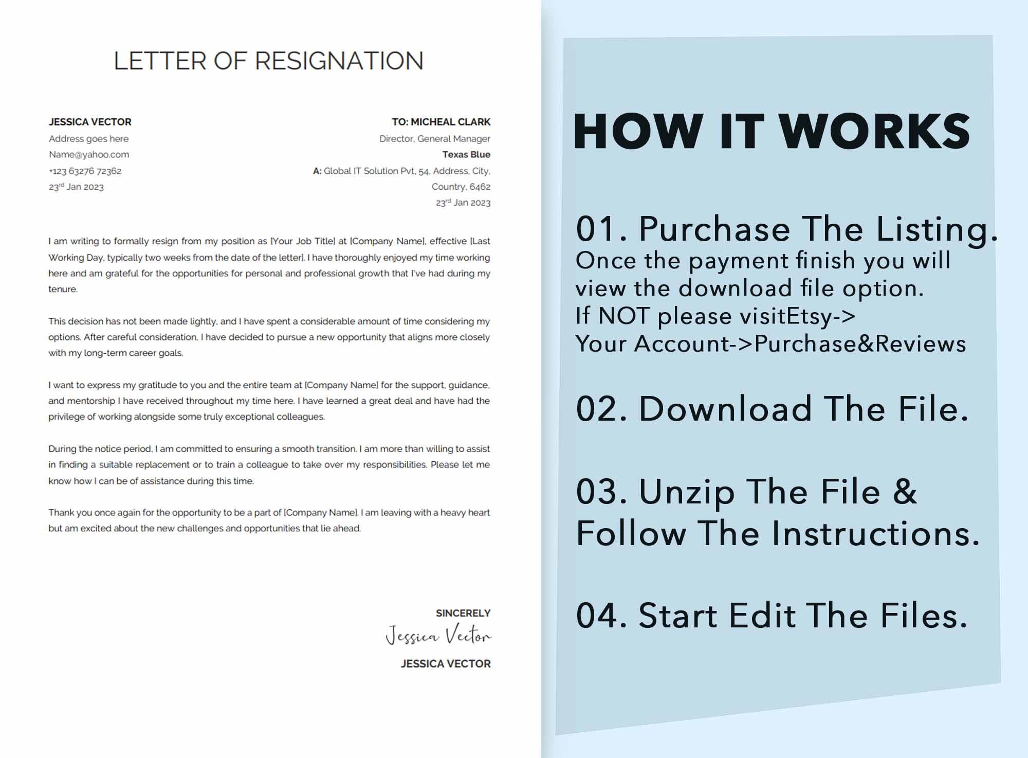 Resignation Letter Template, Notice Letter, Letter of Resignation ...