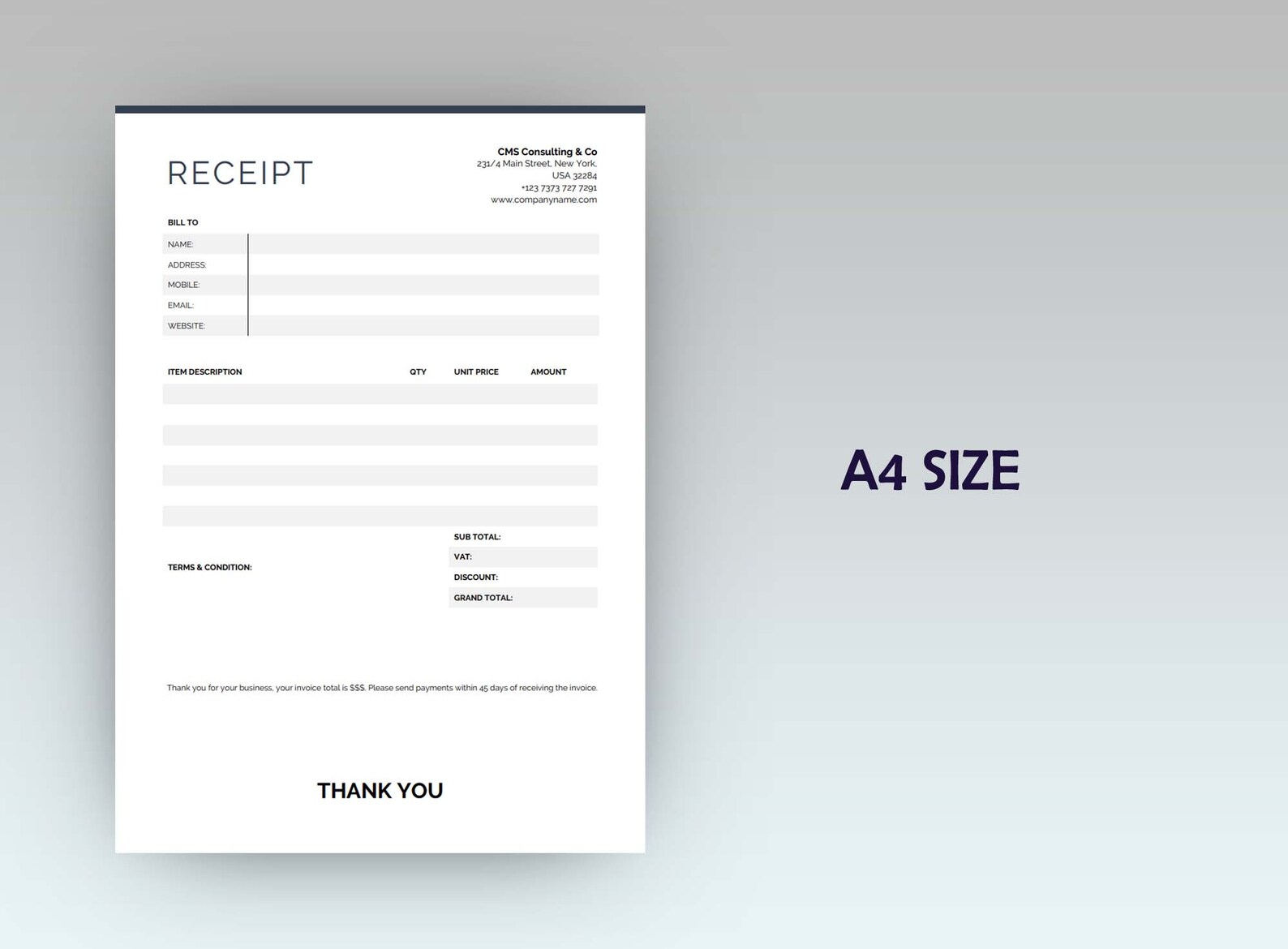 Editable Receipt Template, Receipt Template Small Business, Printable ...
