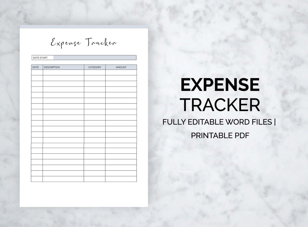 Printable Expense Tracker, Expense Tracker Word PDF, Business Financial ...