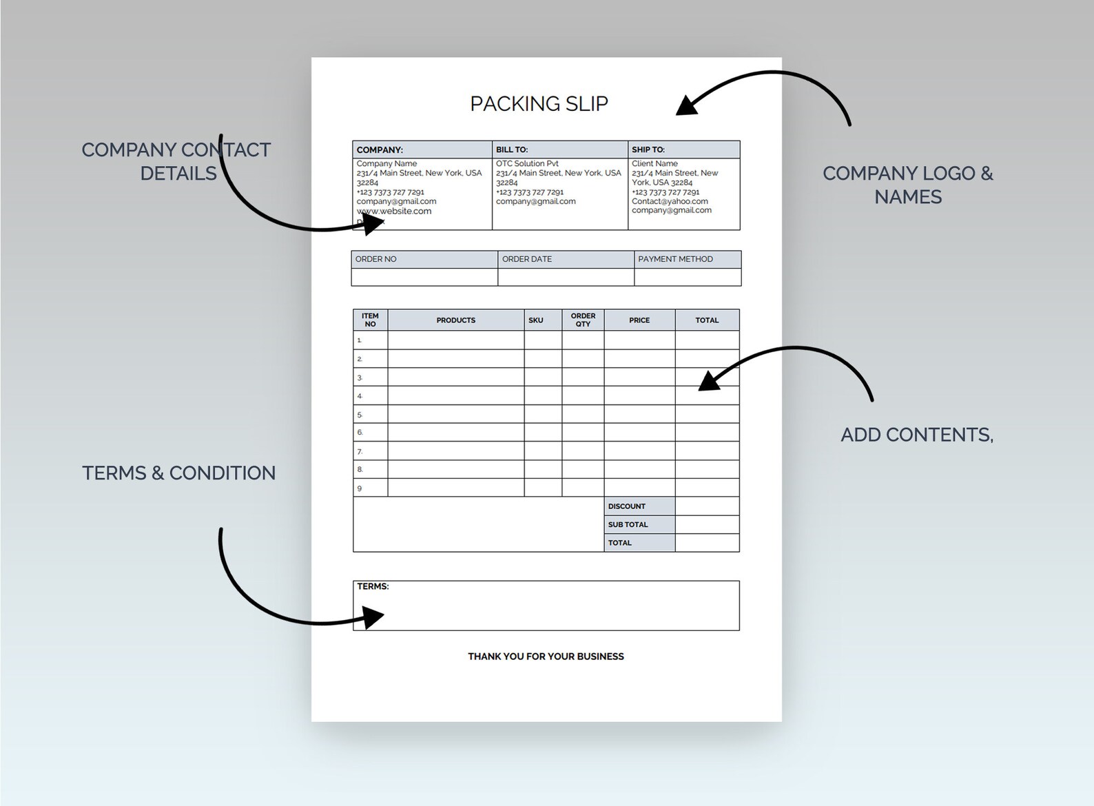 Packing Slip Template, Editable Packing Slip Microsoft Word Google Docs ...