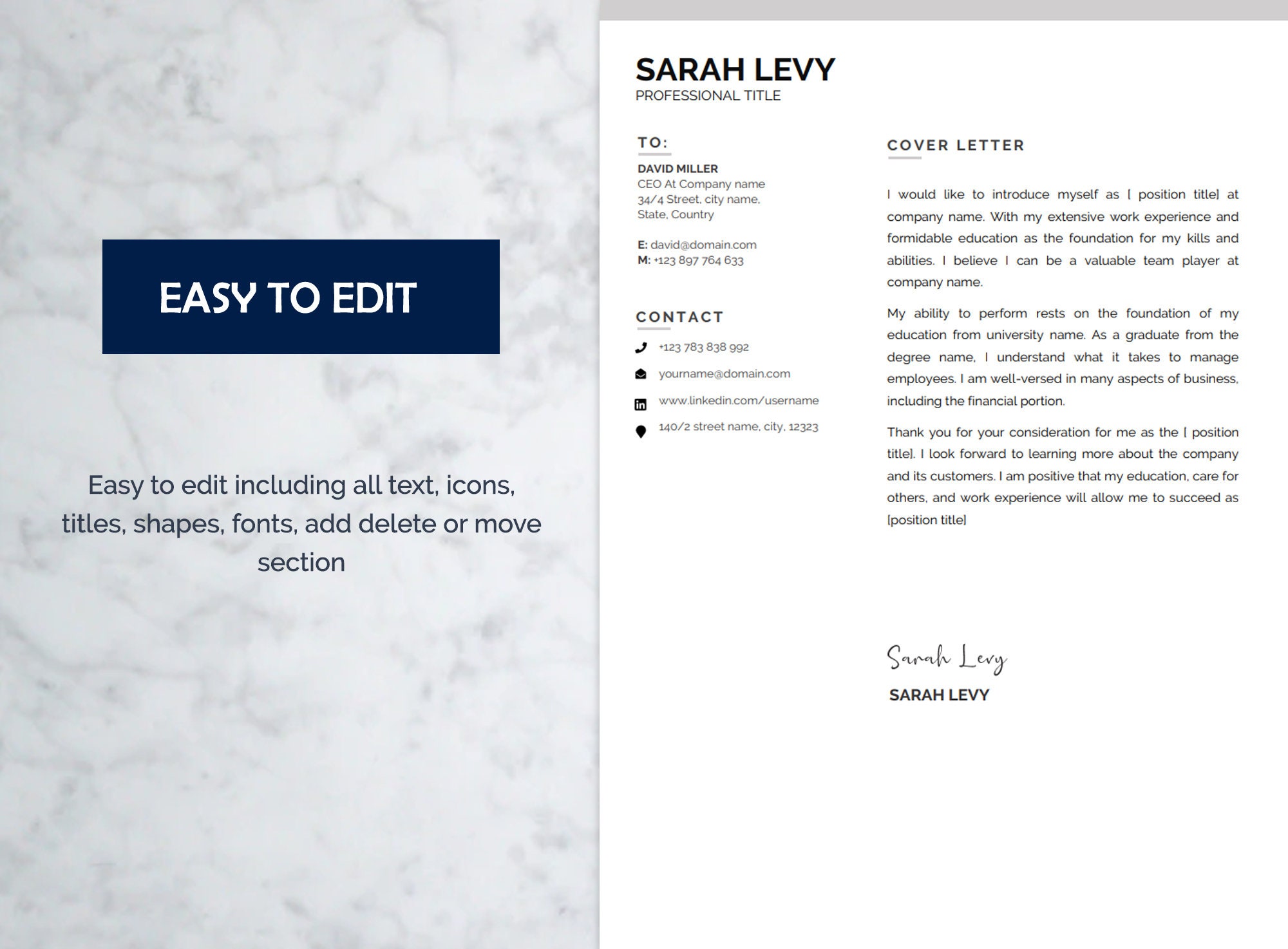 Cover Letter Template Microsoft Word, Professional Resume Cover Page ...