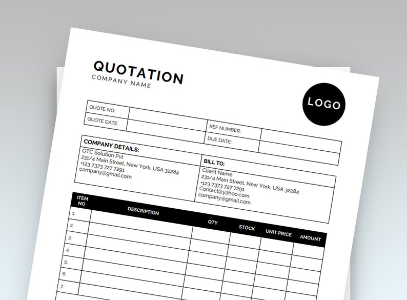 Editable Price Quotation Template, Estimate Template, Printable Price ...