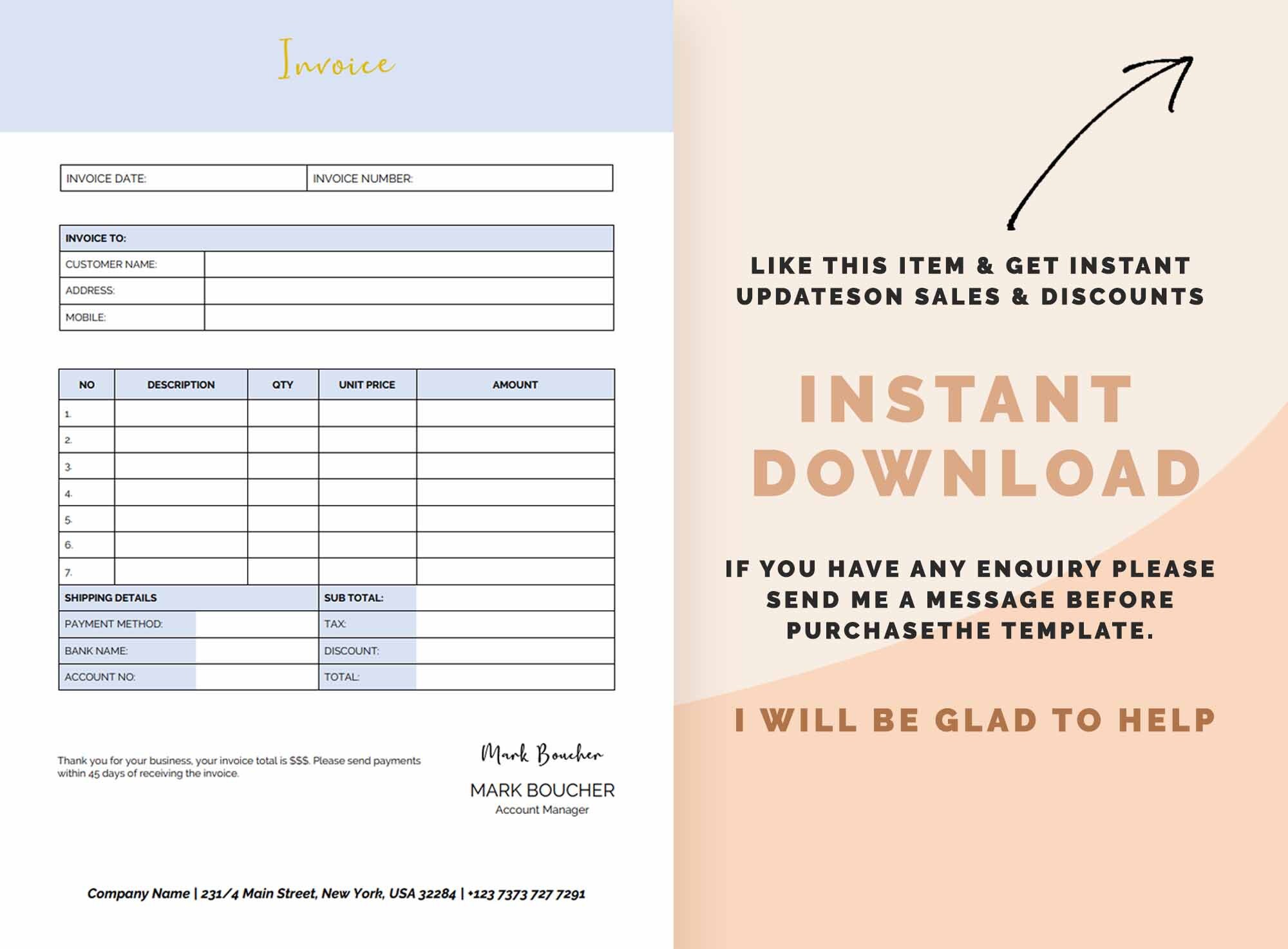 Editable Invoice Template, Invoice Template Word, Business Invoice ...