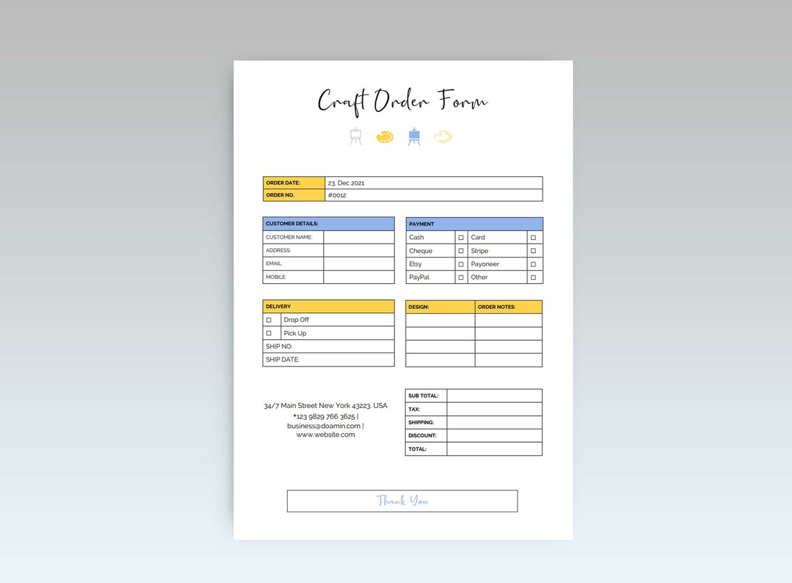 Editable Craft Order Form, Small Business Order Form Template, Editable ...