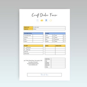 Editable Craft Order Form, Small Business Order Form Template, Editable ...