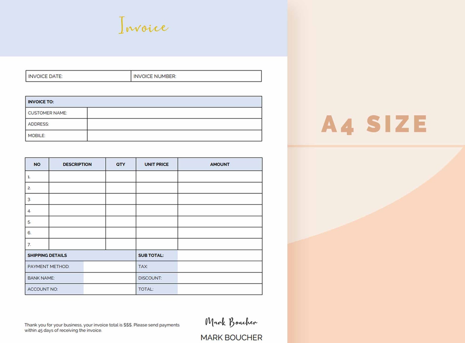 Editable Invoice Template, Invoice Template Word, Business Invoice ...