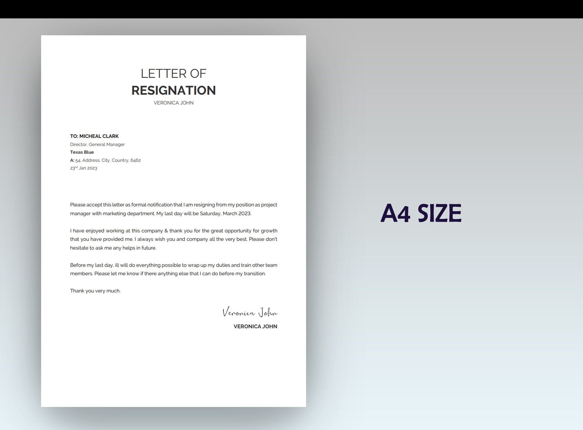 Resignation With Sample Writing Resignation Letter Template Etsy