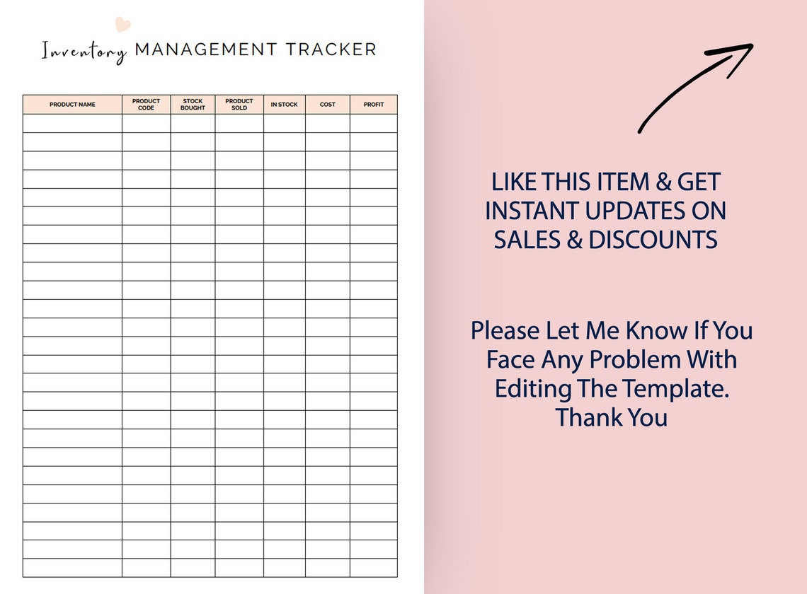 Printable Inventory Management Tracker, Inventory Tracker, PDF ...
