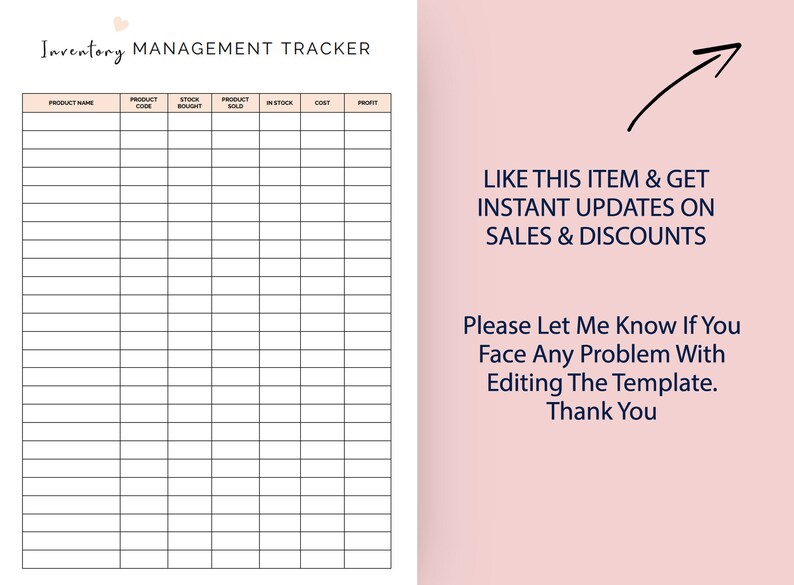 Printable Inventory Management Tracker, Inventory Tracker, PDF ...