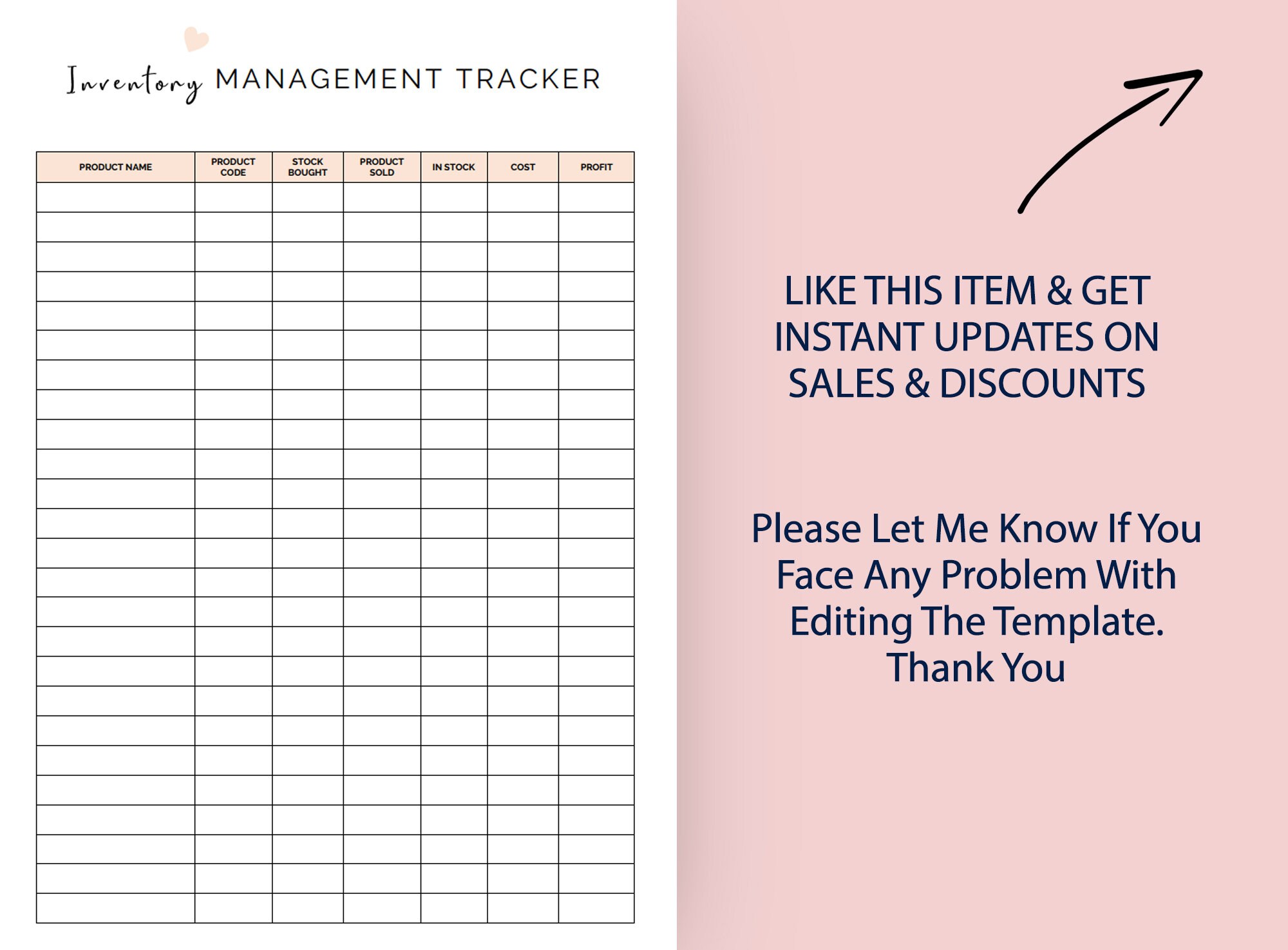 Printable Inventory Management Tracker, Inventory Tracker, PDF ...