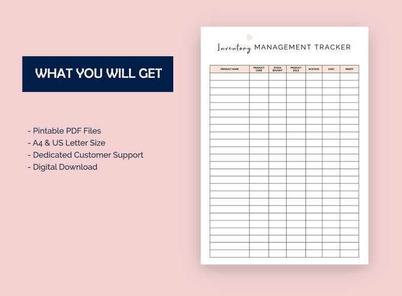 Printable Inventory Management Tracker, Inventory Tracker, PDF ...