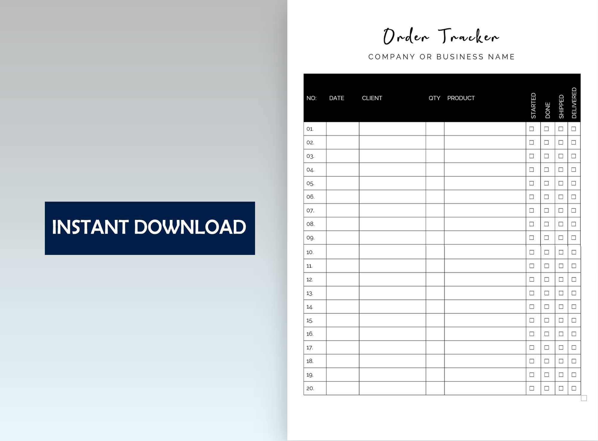 Printable Order Tracker Template, Editable Order Tracker Form, Small ...