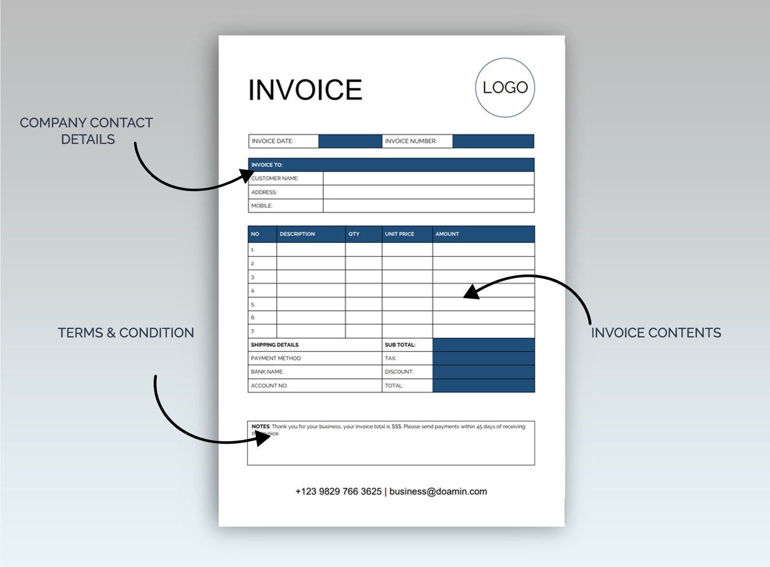 Editable Invoice Template Word Business Invoice Template - Etsy