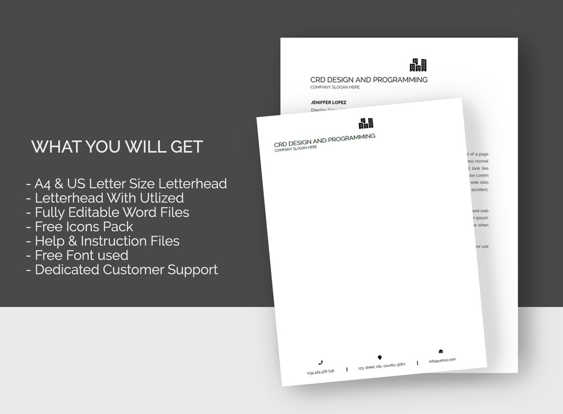 Letterhead Template Company Letterhead Template Letterhead | Etsy