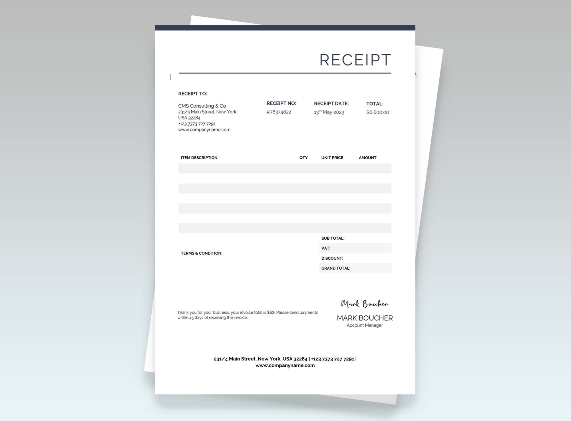 Editable Receipt Template, Business Invoice Receipt Template, Receipt ...