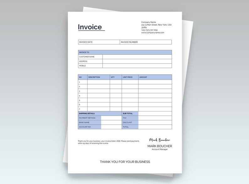Business Invoice Template Printable Invoice Template Word - Etsy