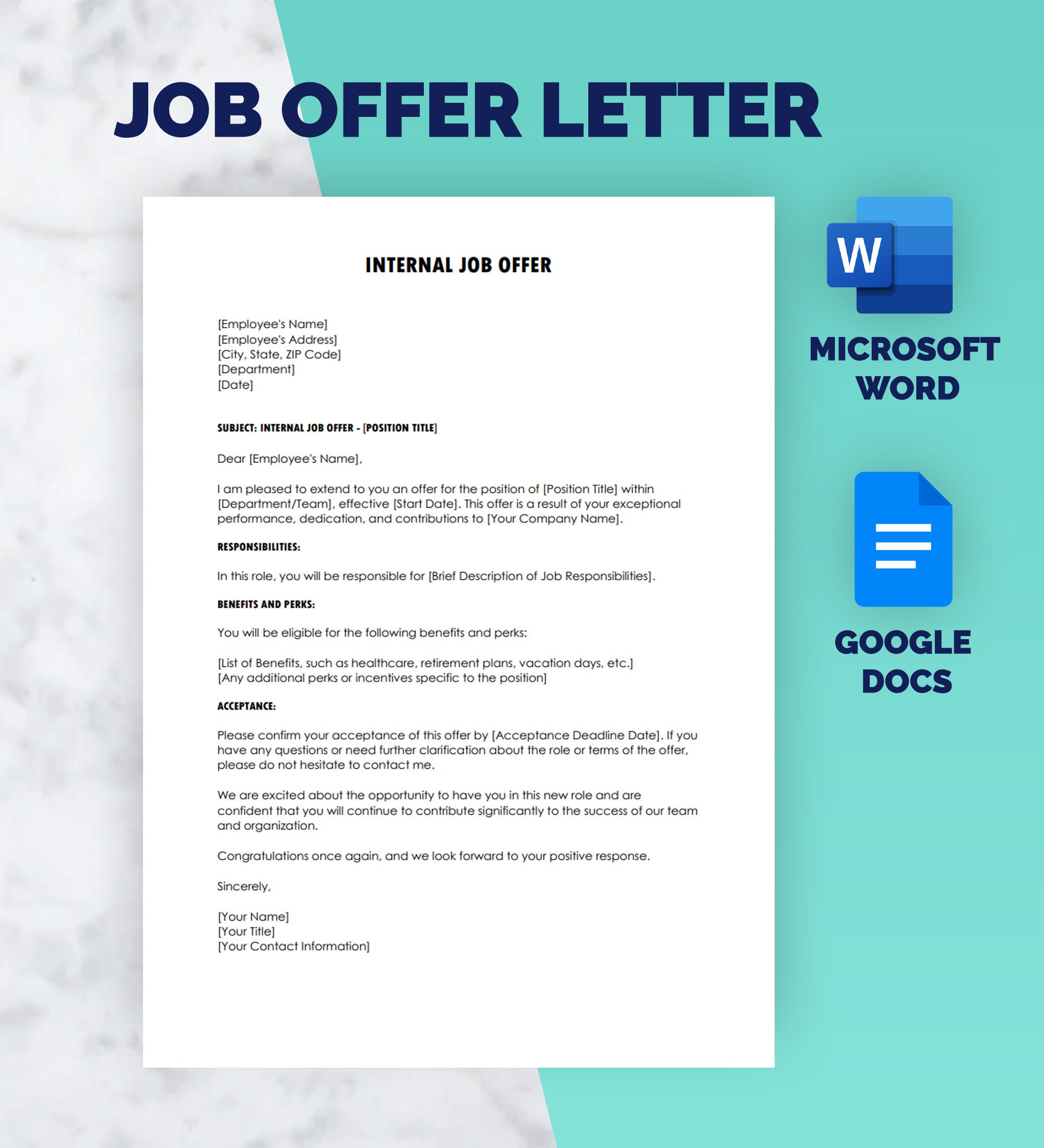 Google Docs Offer Letter Template, Job Offer Letter Template, Internal ...