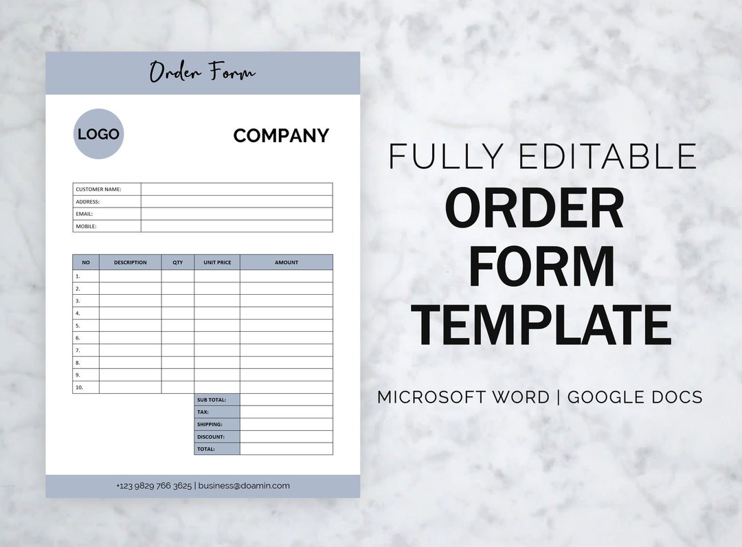 Order Form Template, Editable Order Form, Modern Order Form Printable ...