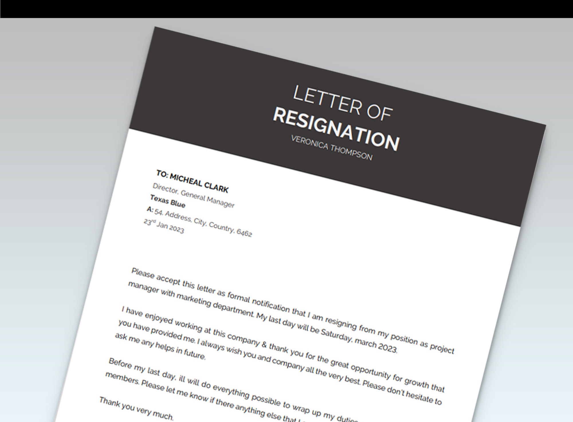 Resignation Letter, Professional Resignation, Resignation Sample Letter ...