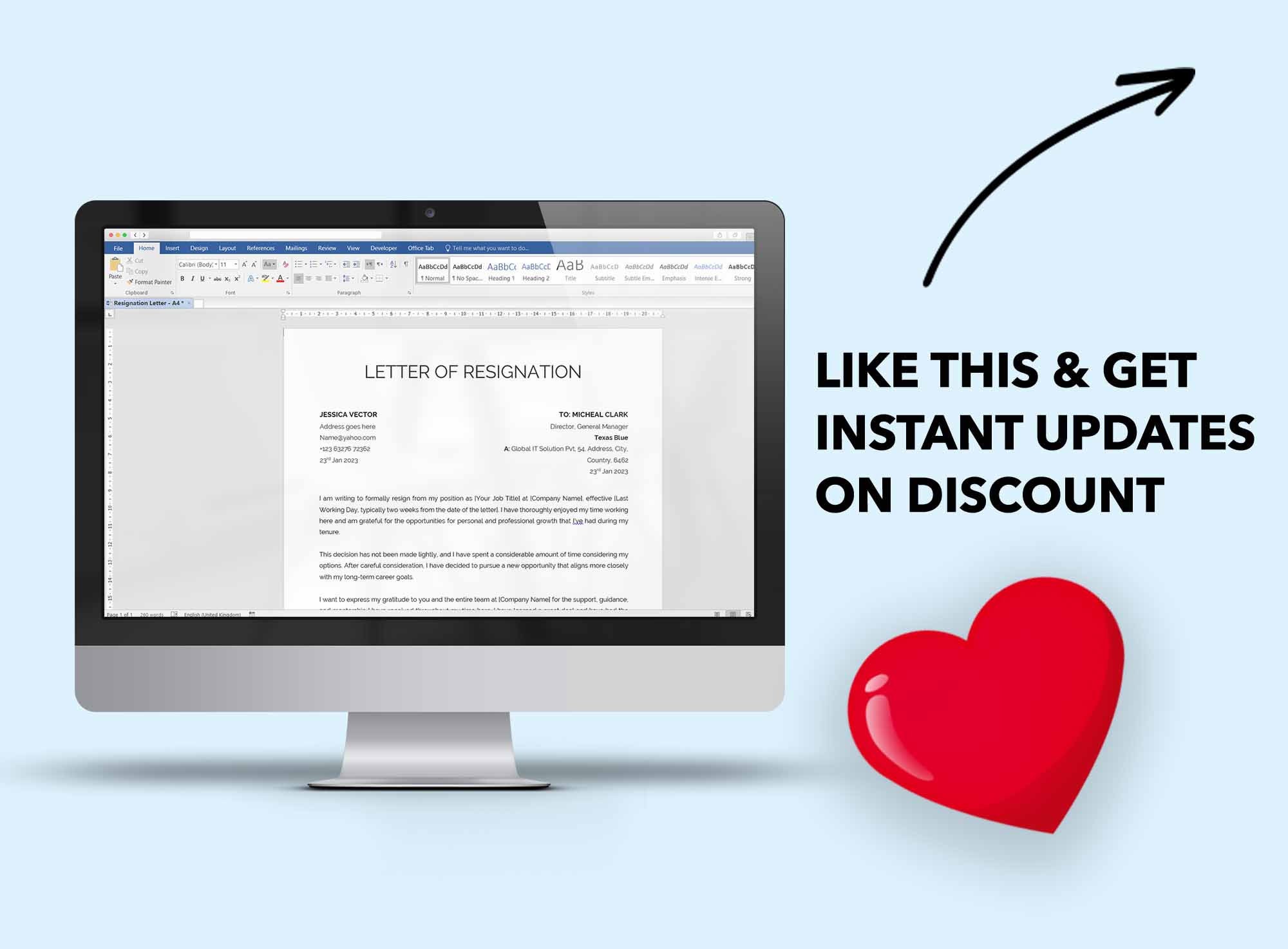 Resignation Letter Template, Notice Letter, Letter of Resignation ...