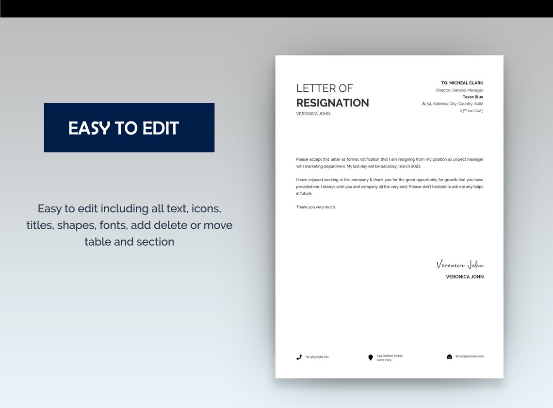 Resignation Letter Template Notice Letter Template for Word - Etsy UK