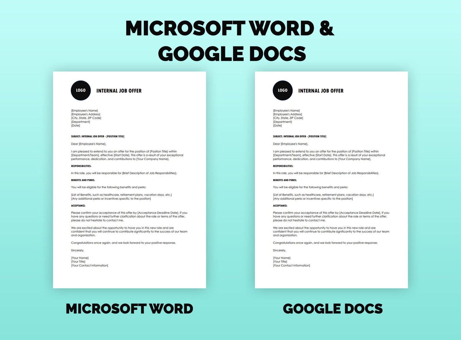 Internal Job Offer Letter, Professional Job Offer Template, Google Docs ...